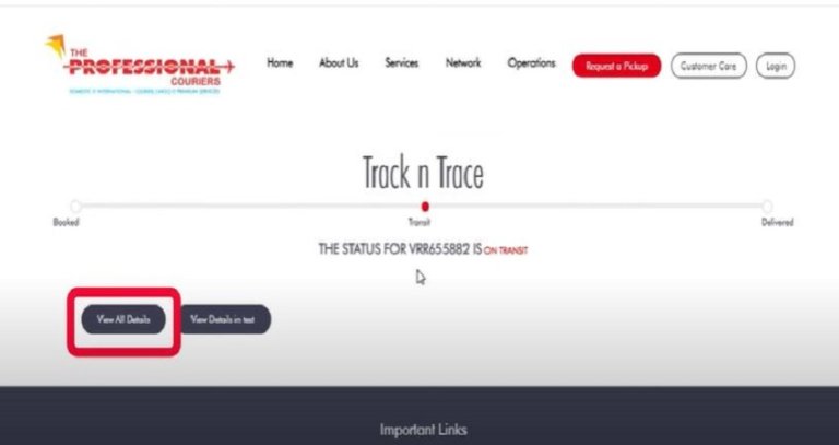 Professional Courier Tracking and Professional Couriers Tracker Details